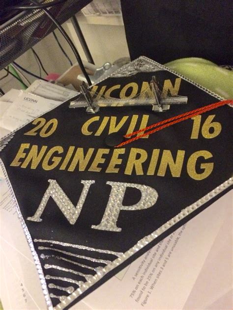 Uconn Civil Engineering Graduation Cap Decoration