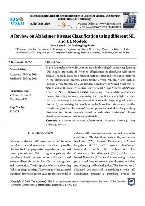 Pdf A Review On Alzheimer Disease Classification Using Different Ml