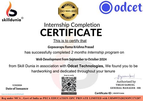 Rama Krishna Prasad On Linkedin Frontenddevelopment Internship