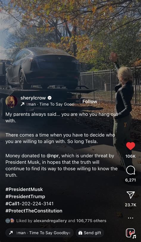 Sheryl Crow Waves Goodbye To Her Tesla Album On Imgur