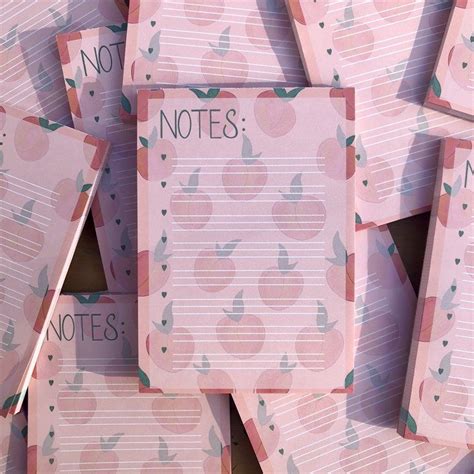 Cute Peach Memo Pad Notepad Note Pad Note Pad Design Planner