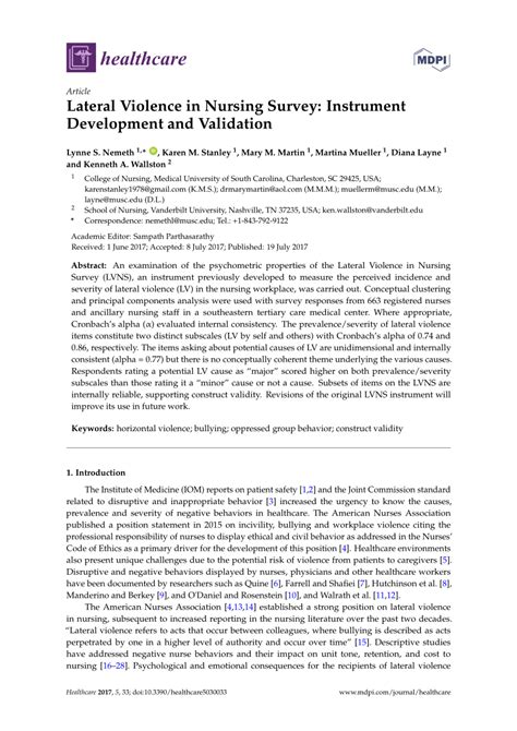 Pdf Lateral Violence In Nursing Survey Instrument Development And
