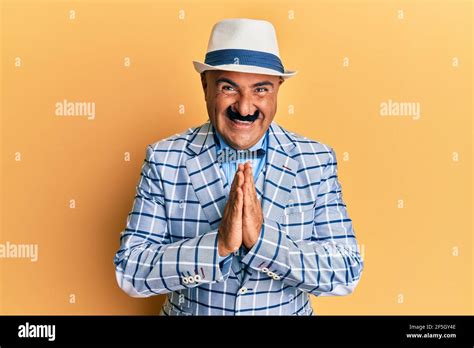 Mature Middle East Man With Mustache Wearing Vintage And Elegant