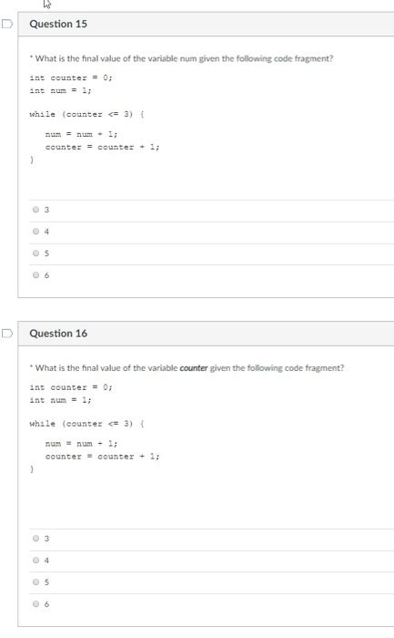 Solved Question What Is The Final Value Of The Variable Chegg