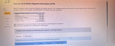 Solved Exercise Static Segment Elimination LO P Chegg