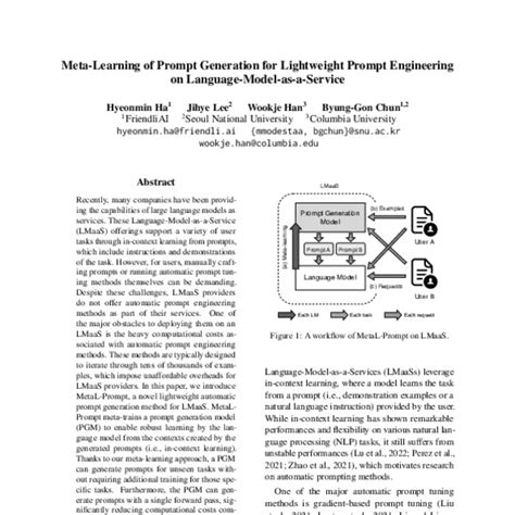 Meta-Learning of Prompt Generation for Lightweight Prompt Engineering on Language-Model-as-a ...
