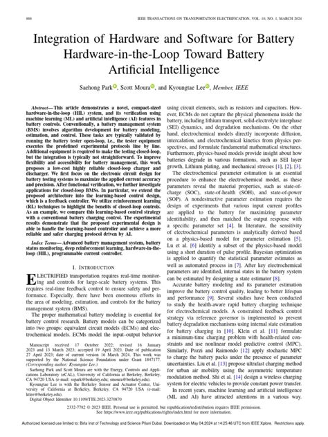 Integration Of Hardware And Software For Battery Hardware In The Loop Toward Battery Artificial