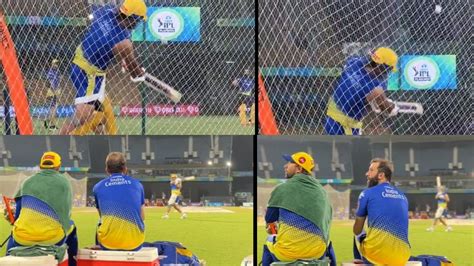 IPL WATCH MS Dhoni Seen Hitting Huge Sixes With Brute Force In Nets Ahead Of GT V CSK