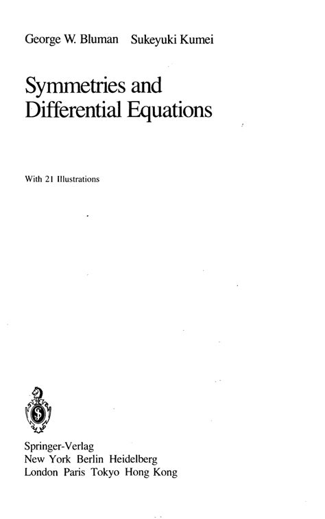 Pdf Symmetries And Differential Equations