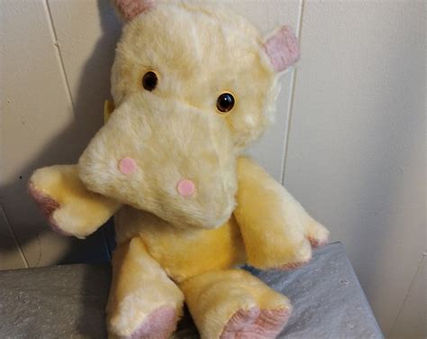 Vintage Trudy Toys Plush Hippo Yellow Hippopotamus Etsy