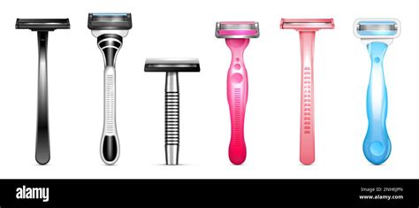 Realistic Set Of Male And Female Razor Blades Isolated Vector Illustration Stock Vector Image