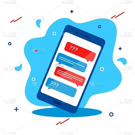 智能手机屏幕上的短消息聊天。通过短信交流。带着演讲的五颜六色的形状。平面设计，矢量插图，eps10素材 花瓣网