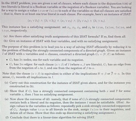 Solved In The 2sat Problem You Are Given A Set Of Clauses