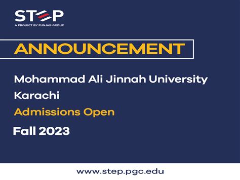 Mohammad Ali Jinnah University Karachi Admissions Open Fall 2023 Step