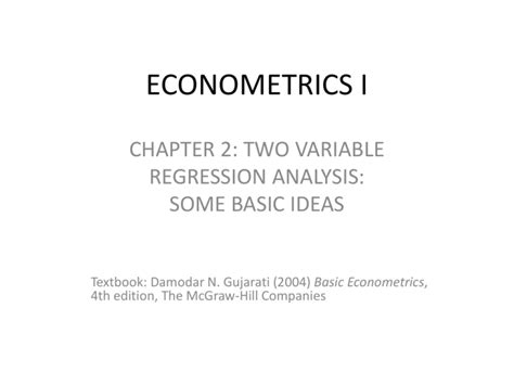Econometrics Two Variable Regression Analysis Basics