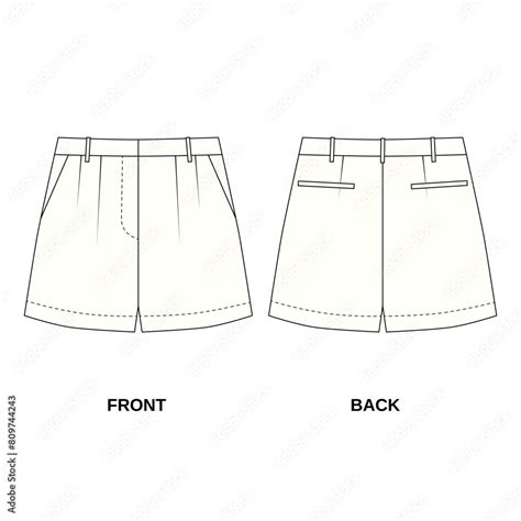 Vector Illustration Of Shorts With Flaps And Pockets Front And Back