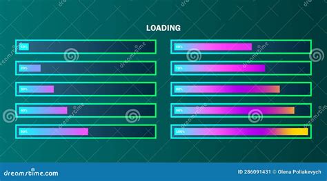 Colorful Loading Bar Set Modern Web Element Collection Vector Illustration Eps Stock