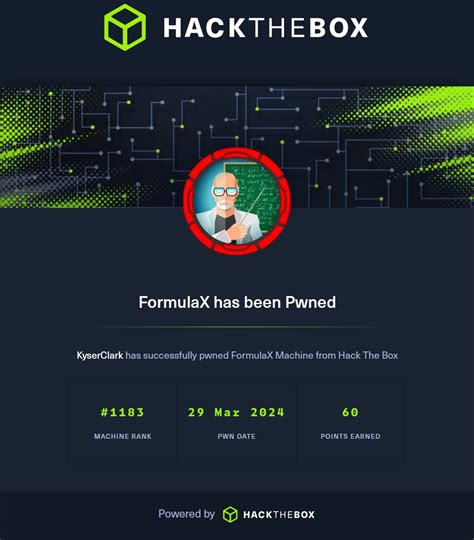 Kyser Clark Cissp On Linkedin Formulax Hackthebox Cybersecurity