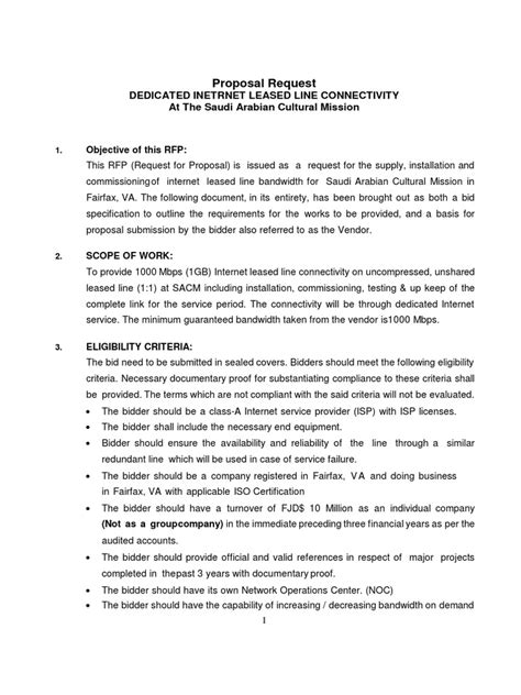 Internet Leased Line Connectivity Proposal Pdf Request For Proposal Internet