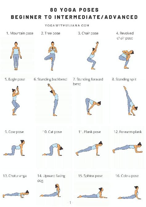 80 Yoga Poses Beginner To Intermediateadvancedpdf Fysisk Træning