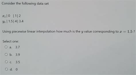 Solved Consider The Following Data Set Xi10 1112 Yi 15434