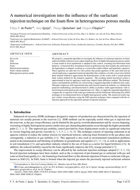 Pdf A Numerical Investigation Into The Influence Of The Surfactant