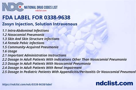 Fda Label For Zosyn Injection Solution Intravenous Indications Usage And Precautions