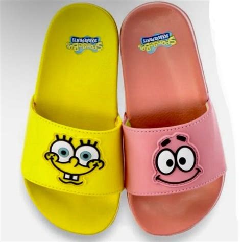 Spongebob And Patrick Sandals Nwt In 2025 Black Slides Shoes