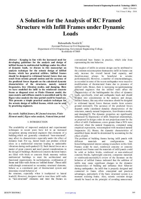 pdf ijert a solution for the analysis of rc framed structure with