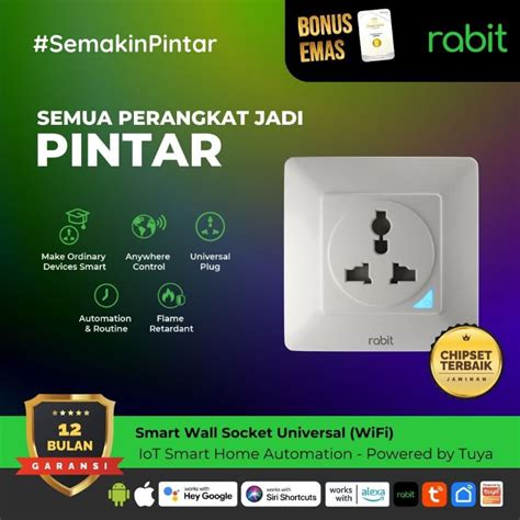 Jual Rabit Smart Wall Socket Wifi Colokan Listrik Dinding 10a 1100w Shopee Indonesia