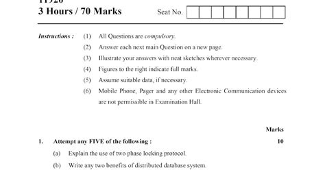 Advanced Database Management Systems Elective I 22521 Old Question