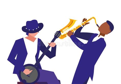 Two Male Musicians Musical Instruments Stock Illustration Illustration Of Musician Music