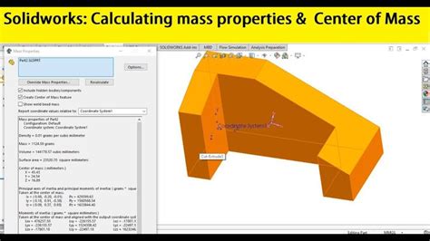 Solidworks Tutorials For Beginners 15 Finding Center Of Mass And Mass