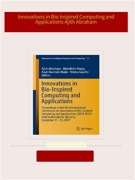 get innovations in bio inspired computing and applications ajith