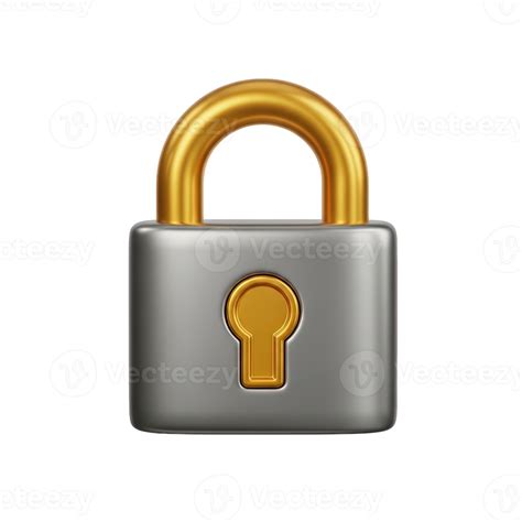 Security Padlock Lock 3d Icon Grey And Gold Padlock Symbolizing Security Protection Privacy