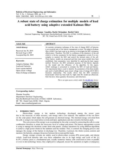 A Robust State Of Charge Estimation For Multiple Models Of Lead Acid