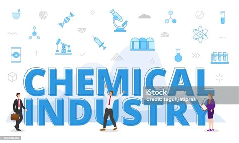 큰 단어와 파란색으로 퍼지는 관련 아이콘으로 둘러싸인 사람들이 있는 화학 산업 개념 가솔린에 대한 스톡 벡터 아트 및 기타 이미지 가솔린 개념 개념과 주제 Istock