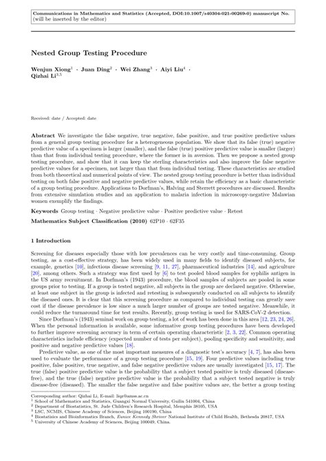 pdf nested group testing procedure