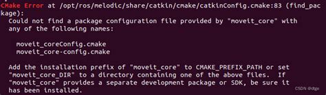 Could Not Find A Package Configuration File Provided By Moveit Core