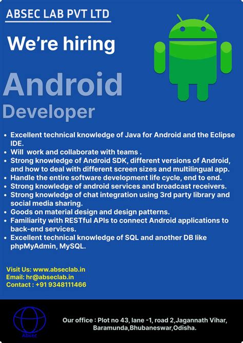 Chitta Ranjan Sundaray On Linkedin Abseclab Hiring Android Developer Experience 0 To 6 Months