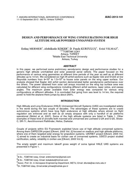 High Altitude Solar Powered Uav Design Pdf Gallium Arsenide Wing