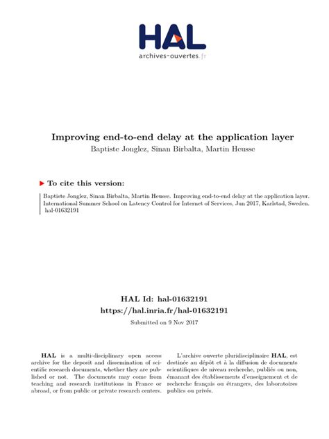 Improving End To End Delay At The Application Layer Pdf