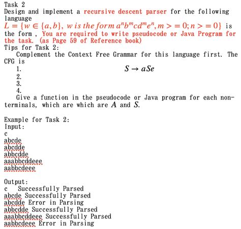 solved task 2 design and implement a recursive descent