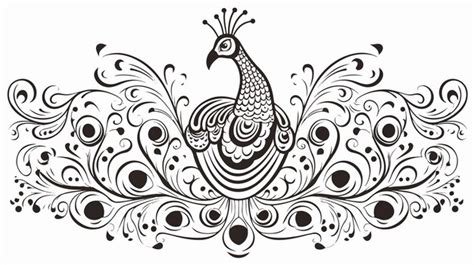 Exquisite Handdrawn Peacock Beard In Indian Mehndi Style Premium Ai Generated Vector