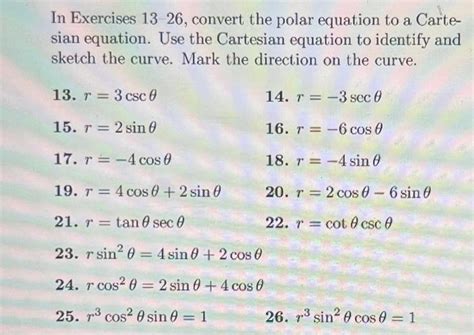 Solved In Exercises Convert The Polar Equation To A Chegg