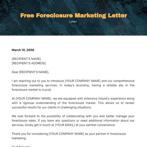 Foreclosure Marketing Letter Template Edit Online And Download Example