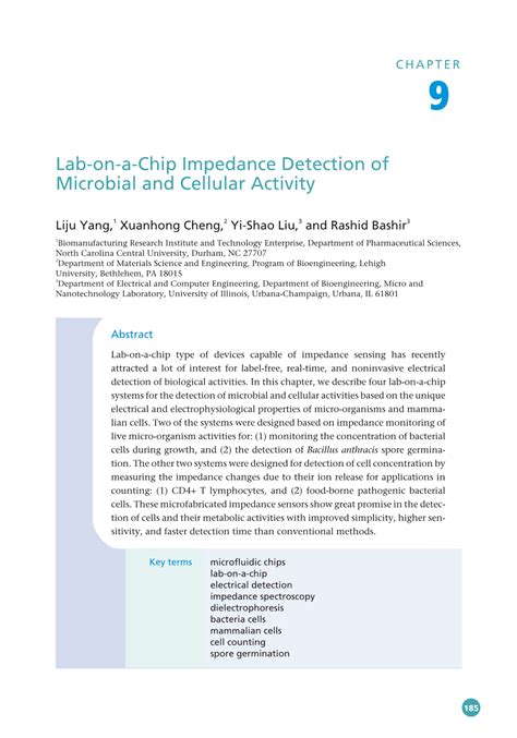 Lab On A Chip Impedance Detection Of Microbial And Cellular Activity Docslib