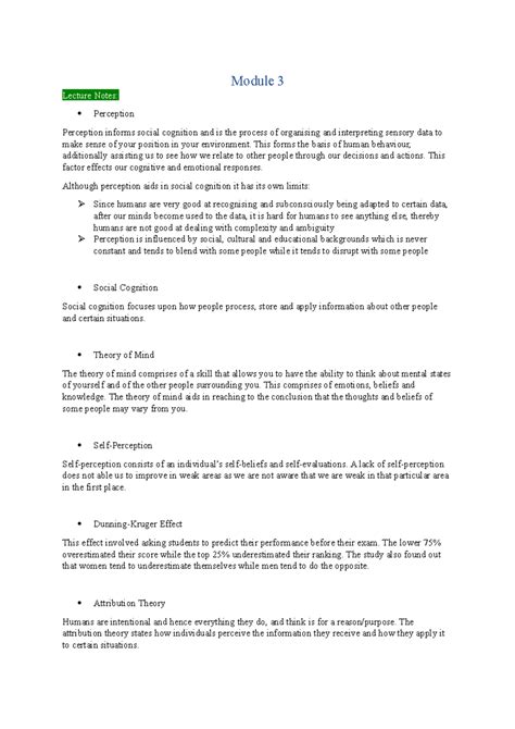 Module 3 Lecture 3 Notes Module 3 Lecture Notes Perception