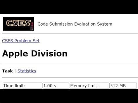 Apple Division CSES Introductory Problems YouTube