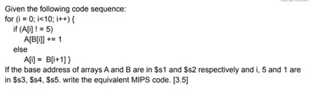 solved given the following code sequence for i 0 i